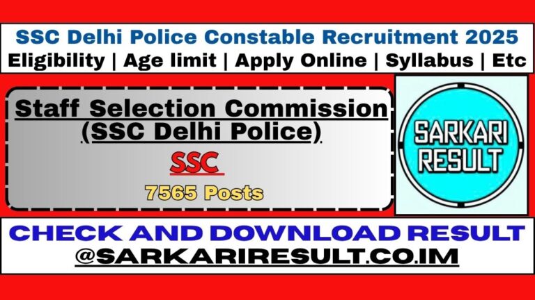 SSC Delhi Police Constable 2025: 7,565 Vacancies — Last Date 31 Oct ...